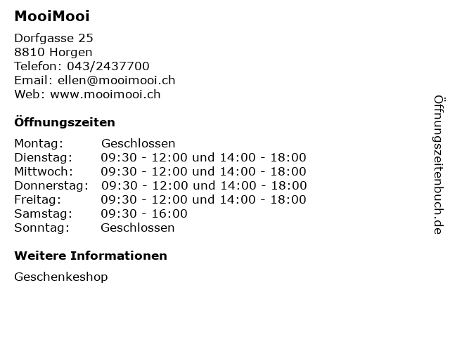 ᐅ MooiMooi in Horgen | Telefonnummer Öffnungszeiten Adresse