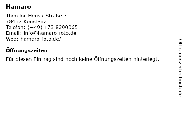 ᐅ Hamaro in Konstanz | Telefonnummer Öffnungszeiten Adresse