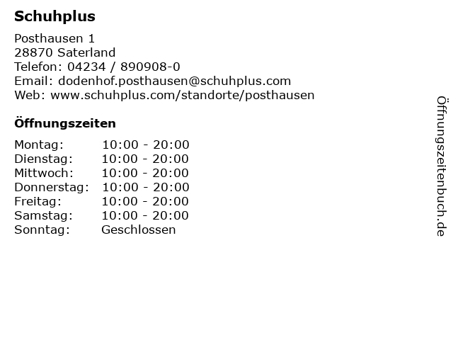 ᐅ Öffnungszeiten „Schuhplus“ | Posthausen 1 in Saterland