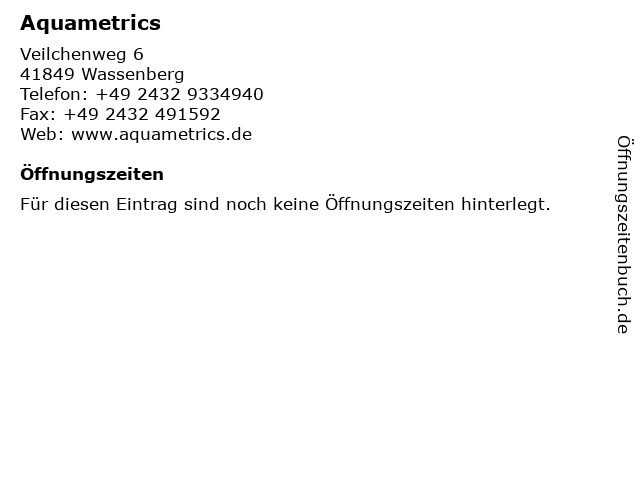 ᐅ Aquametrics in Wassenberg | Telefonnummer Öffnungszeiten Adresse