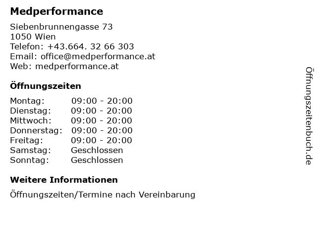 ᐅ Medperformance in Wien | Telefonnummer Öffnungszeiten Adresse