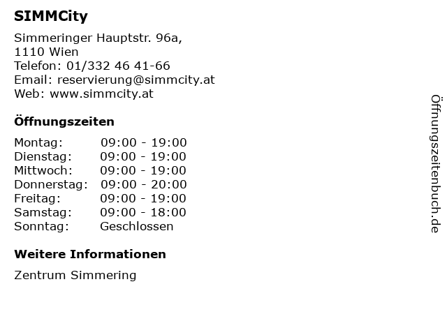ᐅ SIMMCity in Wien | Telefonnummer Öffnungszeiten Adresse