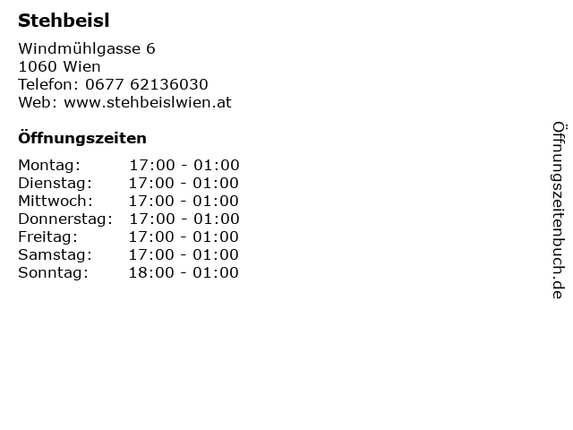 ᐅ Stehbeisl in Wien | Telefonnummer Öffnungszeiten Adresse