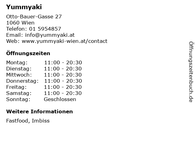ᐅ Yummyaki in Wien | Telefonnummer Öffnungszeiten Adresse