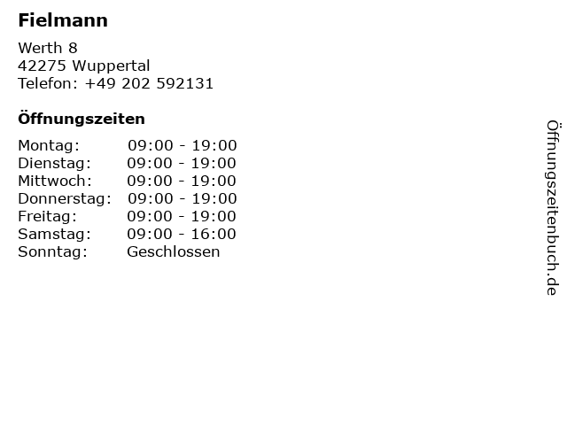 ᐅ Fielmann in Wuppertal | Telefonnummer Öffnungszeiten Adresse